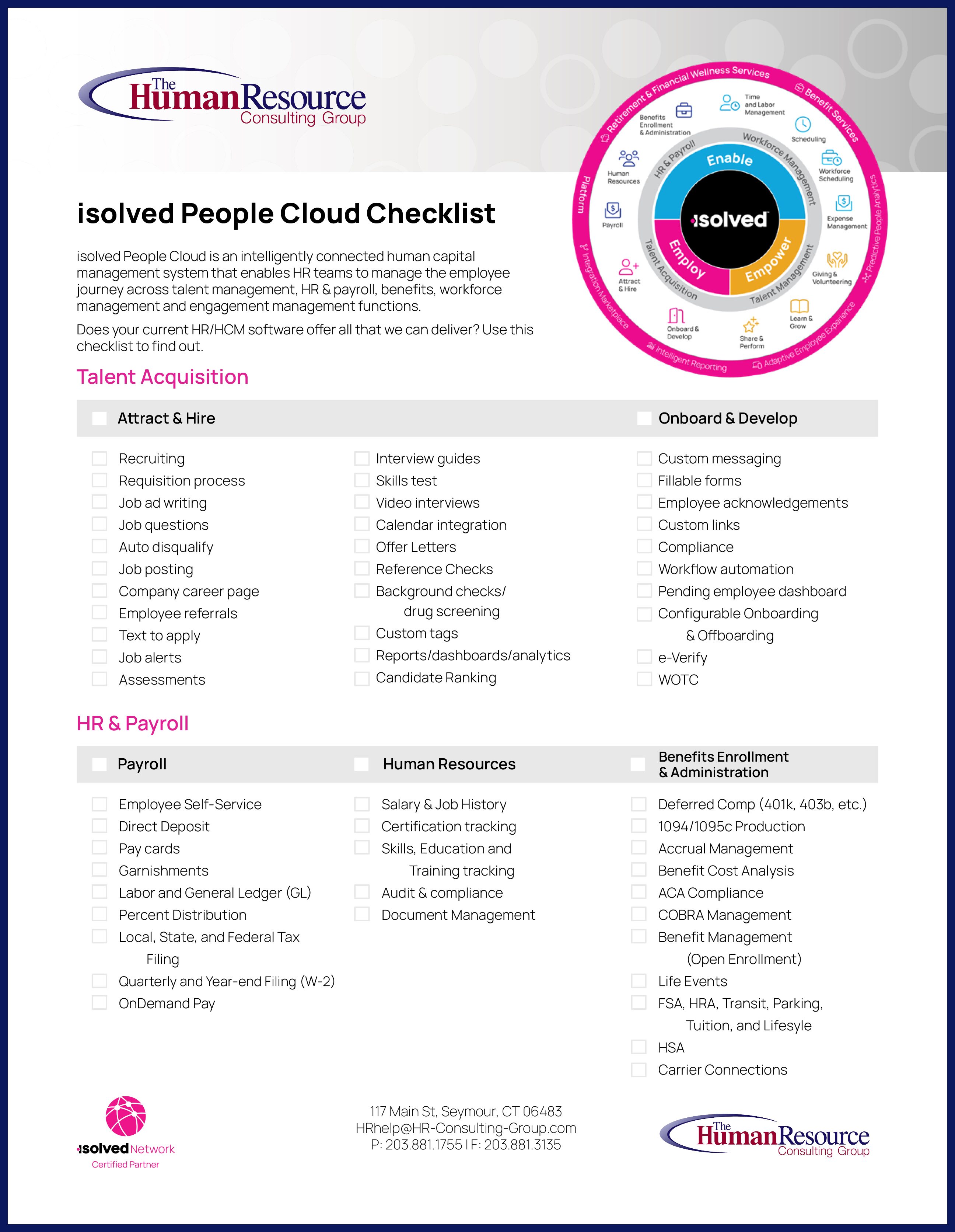isolved People Cloud Checklist | Human Resource Consulting Group